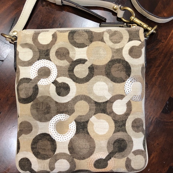 Coach | Bags | Coach Sequin Embellished Neutral Crossbody | Poshmark